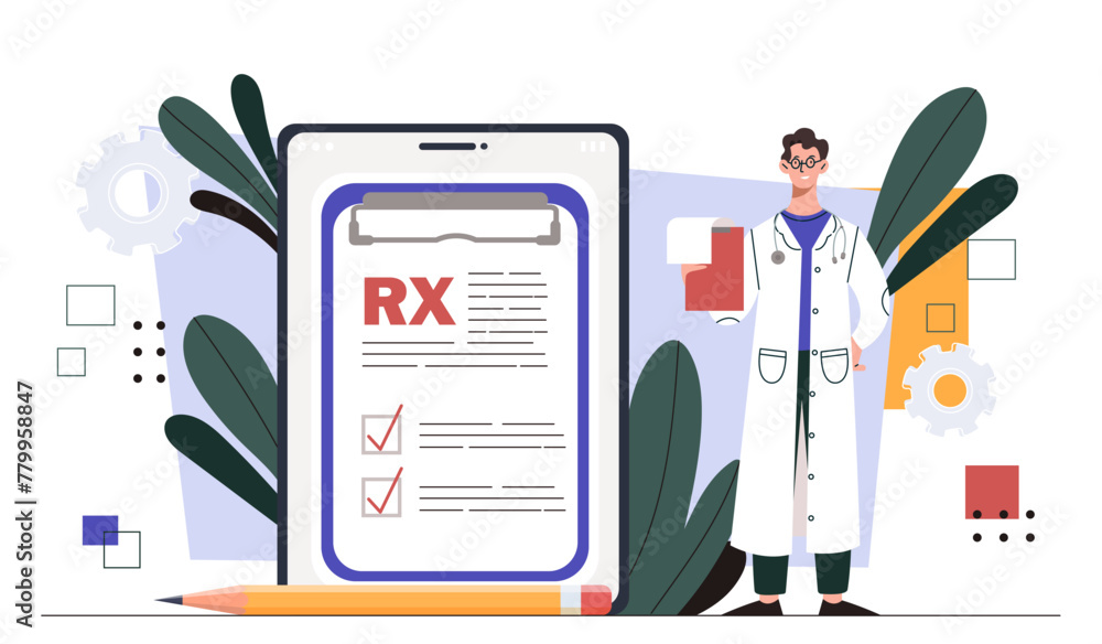 Doctor with rx prescription. Man in medical uniform with notepad ...