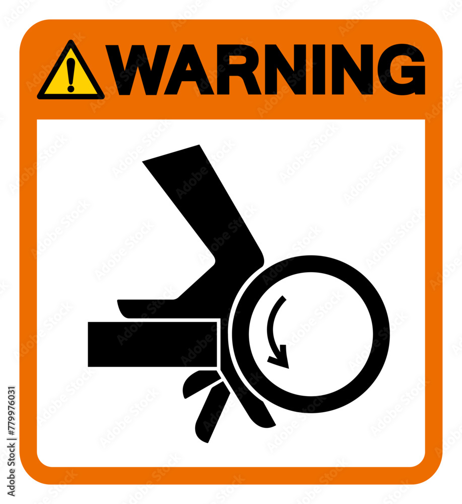 Warning Hand Crush Roller Pinch Point Symbol Sign, Vector Illustration ...