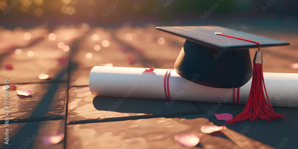 celebratory banner capturing the essence of graduation, with a diploma ...