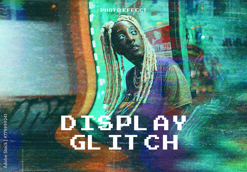 Damaged CRT Screen Photo Effect. TV Monitor Glitch Distortion Stock ...