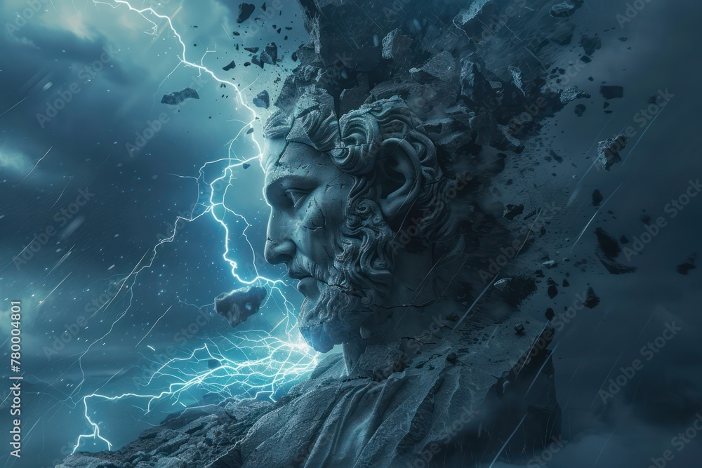 Capture the moment of impact as a digital lightning bolt strikes a ...