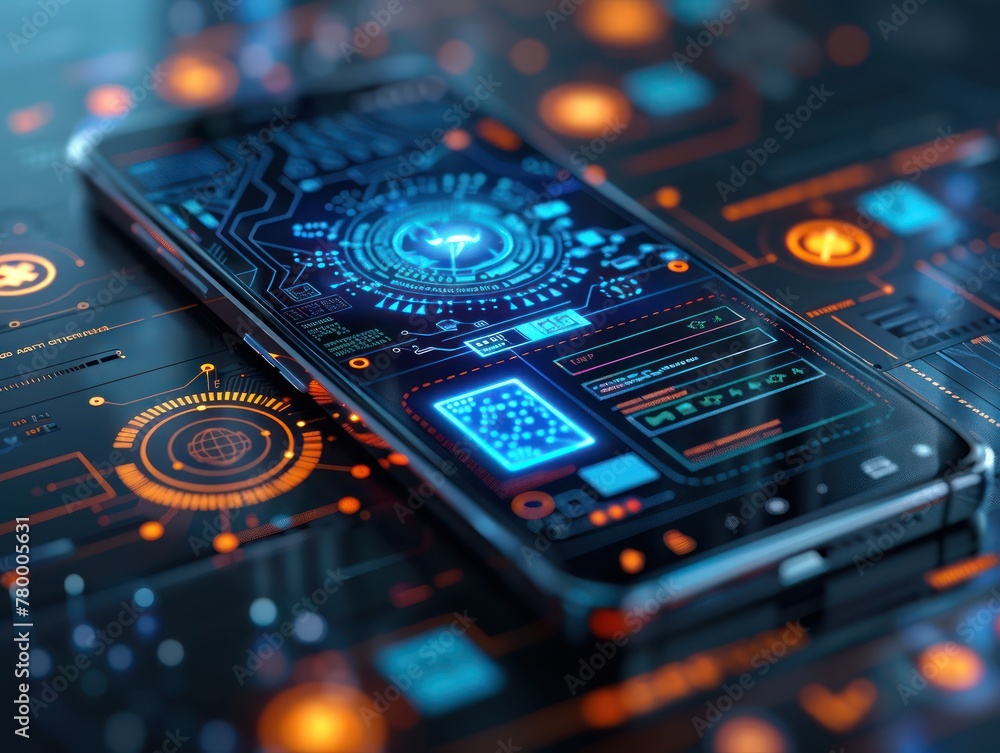 Take a detailed photo of a cybersecurity application on a smartphone ...