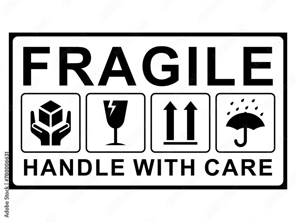 Fragile package icons set, handle with care logistics and delivery ...