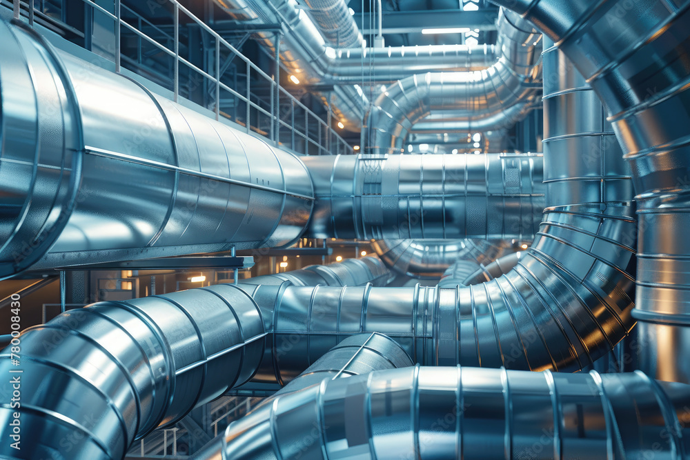 An intricate 3D model of an industrial ventilation system showcasing ...