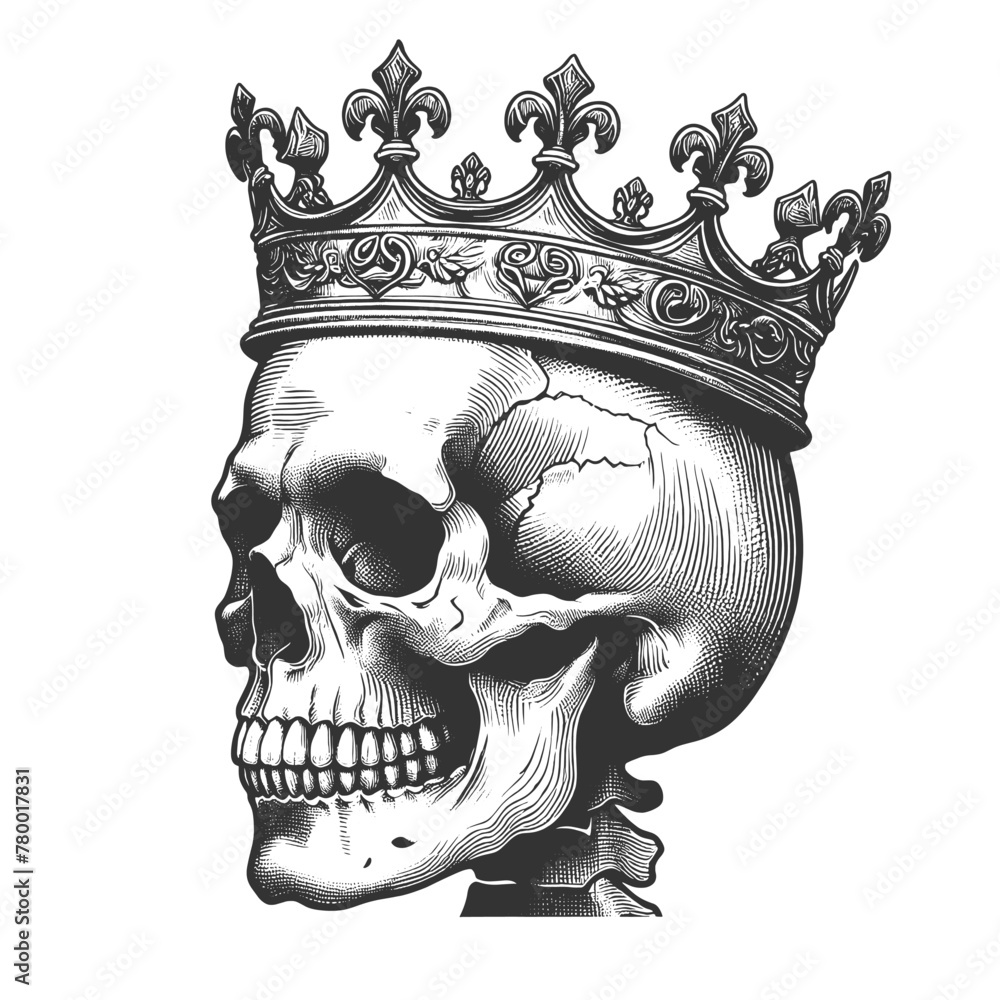 skull crowned with royal crown regal diadem, concepts of power ...