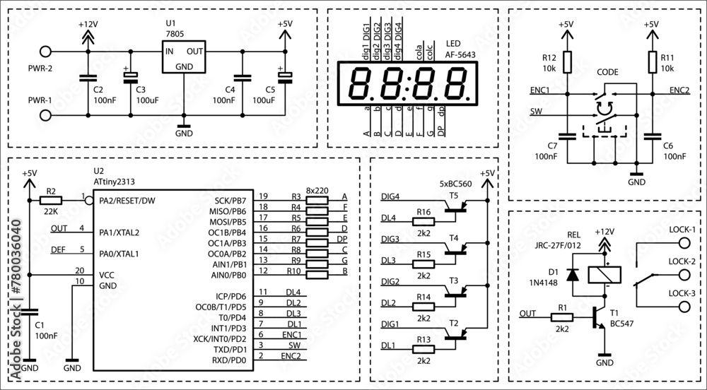 Schematic diagram of electronic device. Vector drawing electrical ...