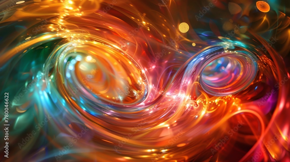 A colorful swirl of light and color with a sense of movement and energy ...