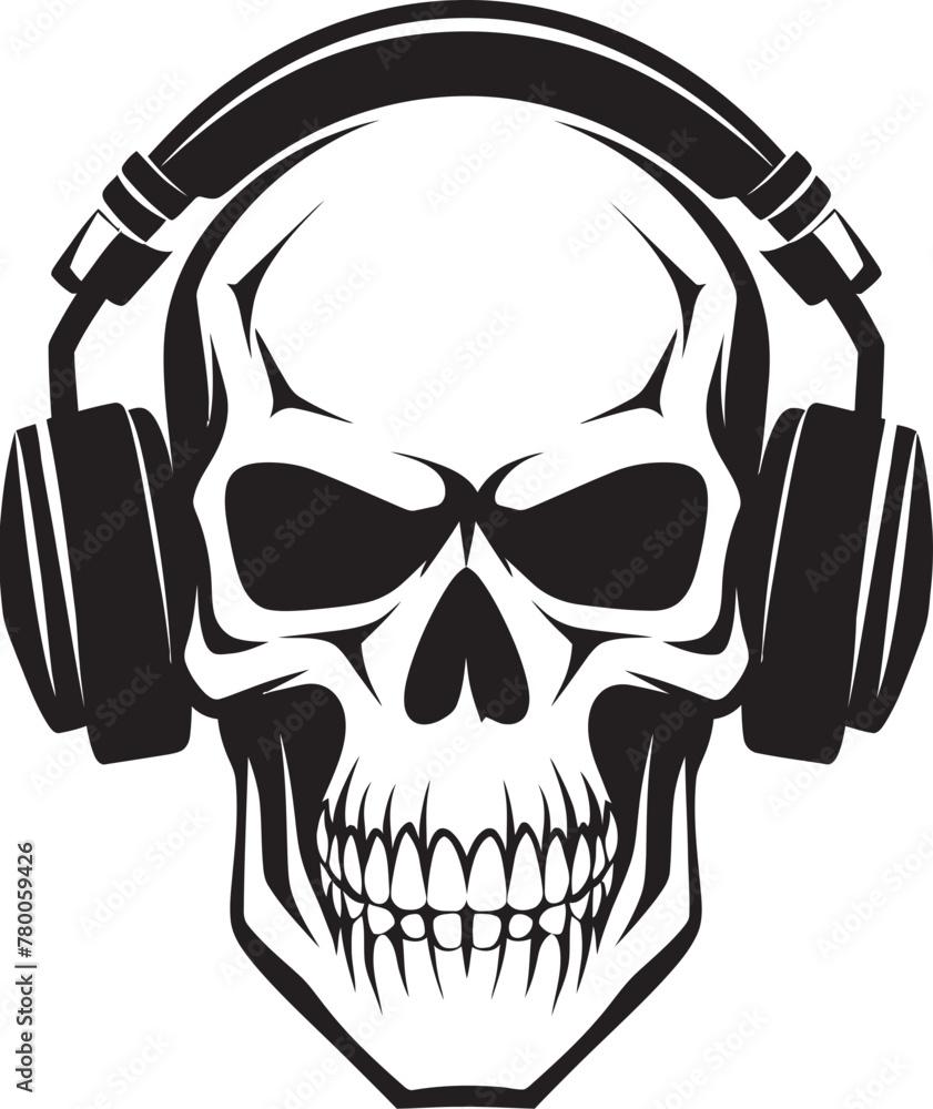 Rhythm Resonance: Vector Icon of Skeleton with Headphones Skeletal ...
