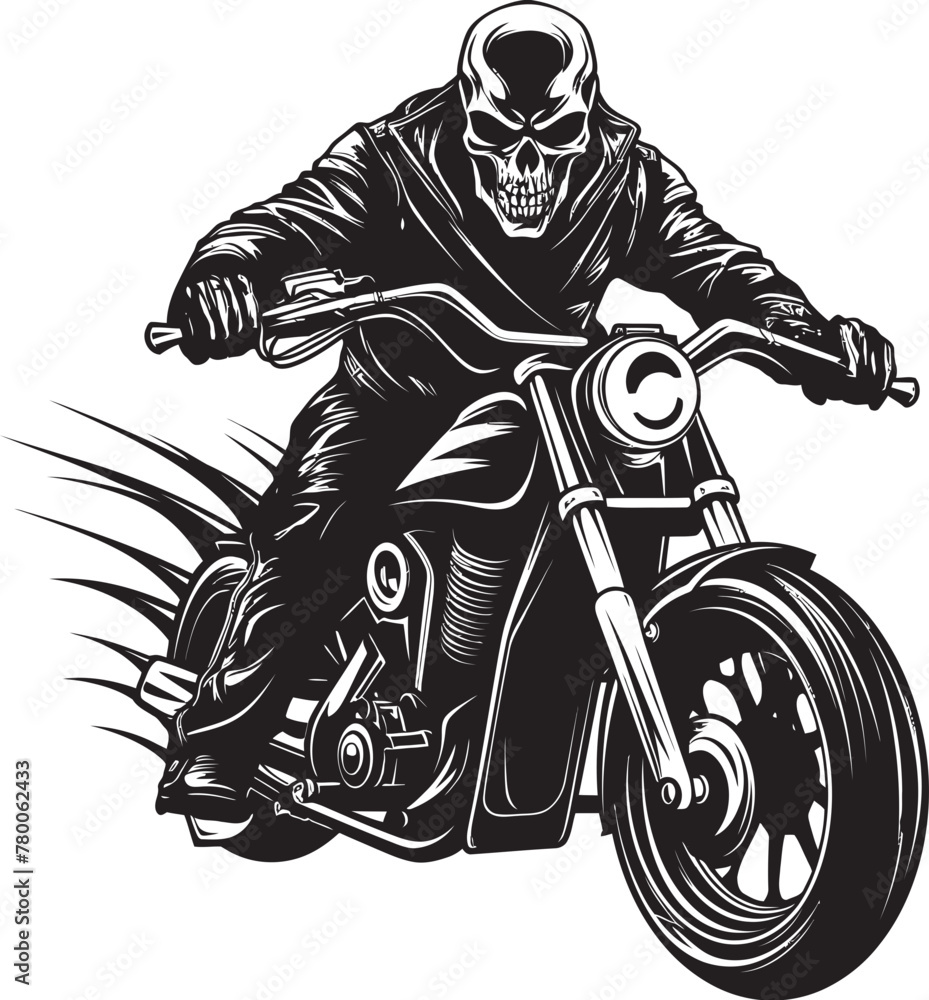 Vetor de Grim Reaper's Roar: Vector Logo of the Fierce Skull Biker Bone ...