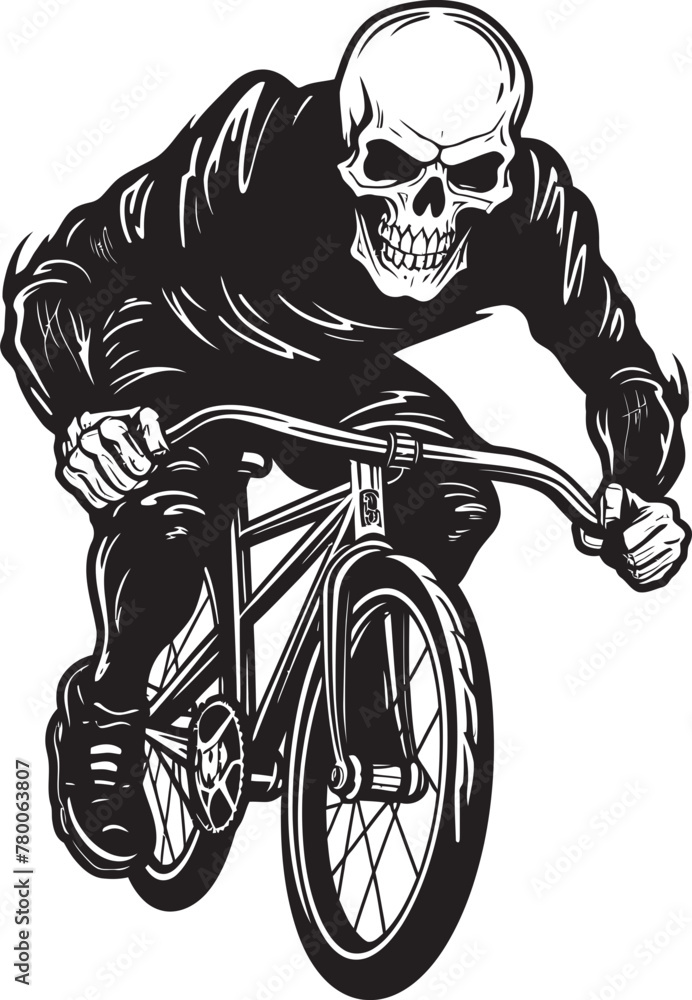 Grim Reaper's Roll: Vector Logo of Skull on Bicycle GhostRider: Skull ...