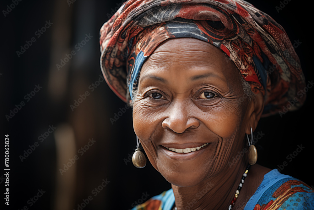 Happy smiling elderly black women. African elderly lady. Elderly ...
