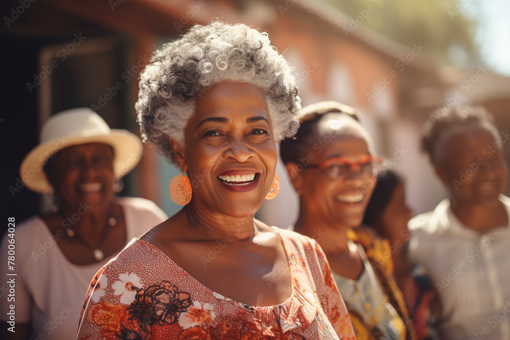Happy smiling elderly black women. African elderly lady. Elderly ...