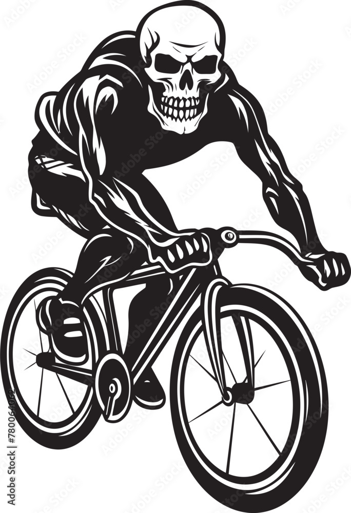 Grim Reaper's Roll: Vector Logo of Skull on Bicycle GhostRider: Skull ...