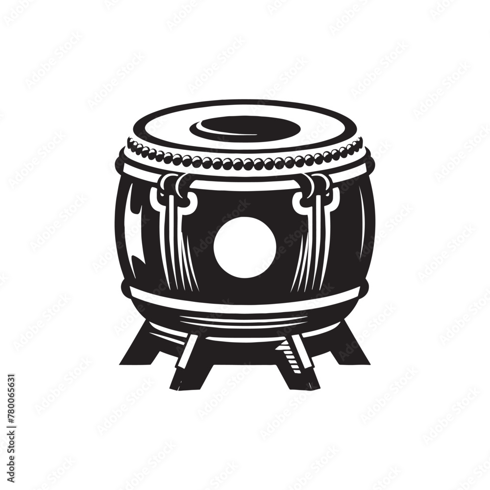 Echoes of Heritage: Evocative Taiko Drum Silhouette, Illustrated and ...
