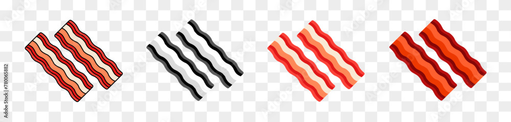 Bacon strips - Stock Vector, Vector icons of fried bacon strips, bacon ...