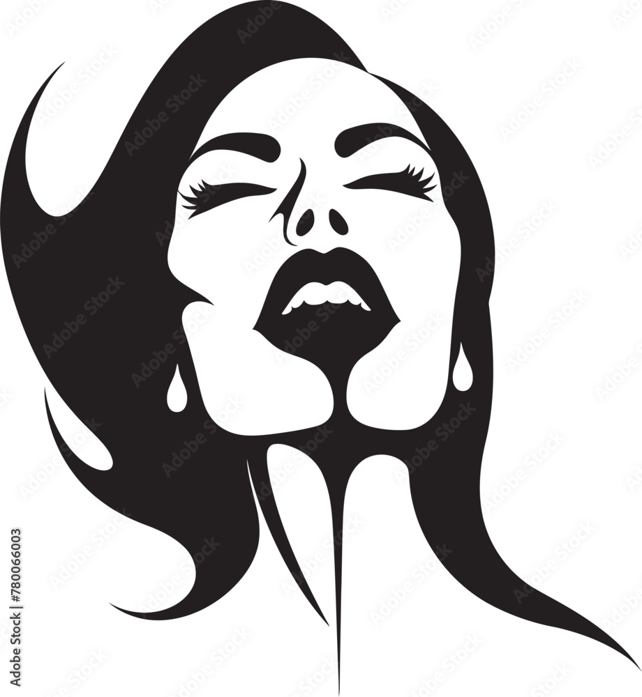 Veiled Vampiric Visage: Vector Logo of Female Vampire's Face Temptress ...