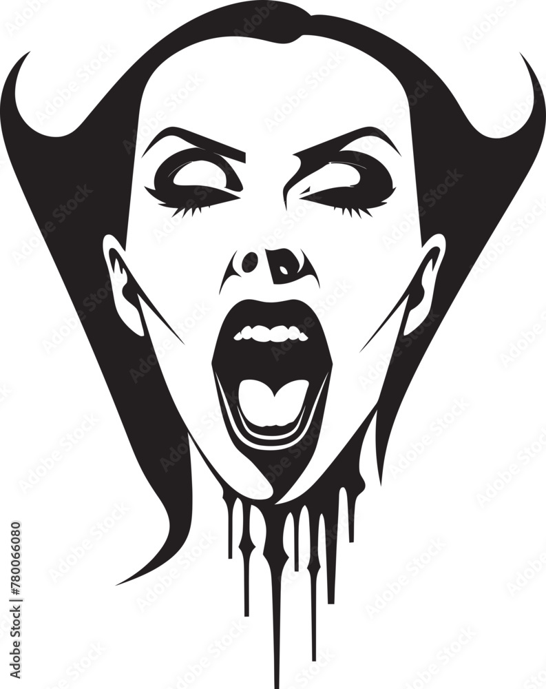 Sinister Seduction Smile: Vector Logo of Femme Vampire's Visage Veiled ...