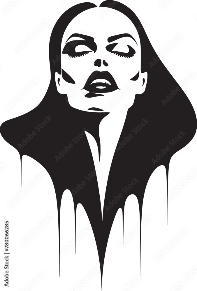 Veiled Vamp: Vector Logo of Alluring Vampire Face Nocturnal Nobility ...