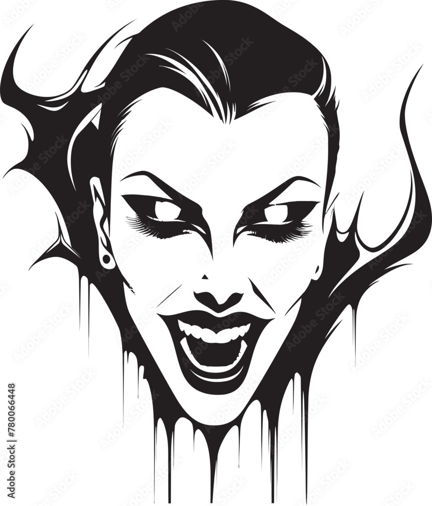 Midnight Mystery: Vector Logo of Tempting Vampire Face Moonlit Maiden ...