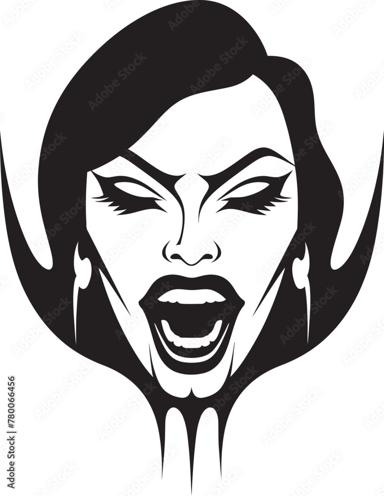 Serene Seduction Vector Logo Of Twilight Vampire Face Veiled Vixen Woman Vampire Icon Graphics