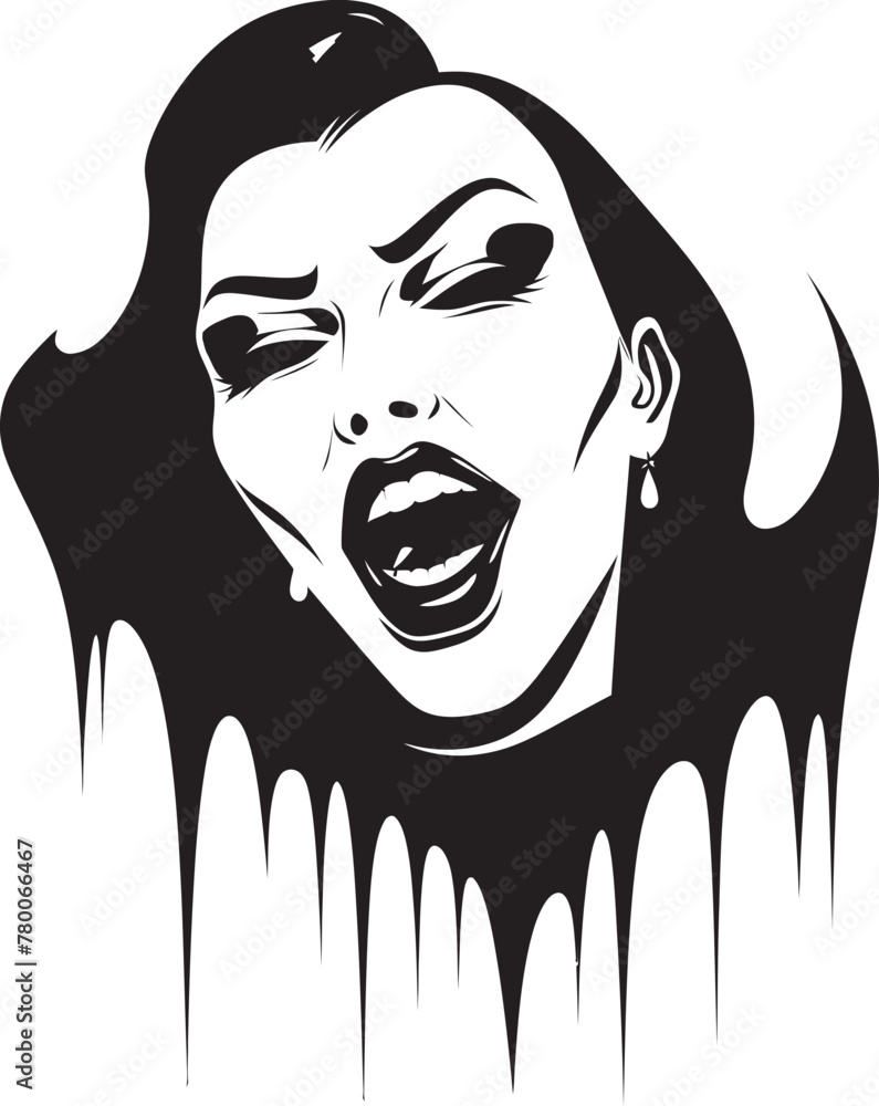 Shadow Seduction: Vector Logo of Enigmatic Vampire Face Nightly Noir ...