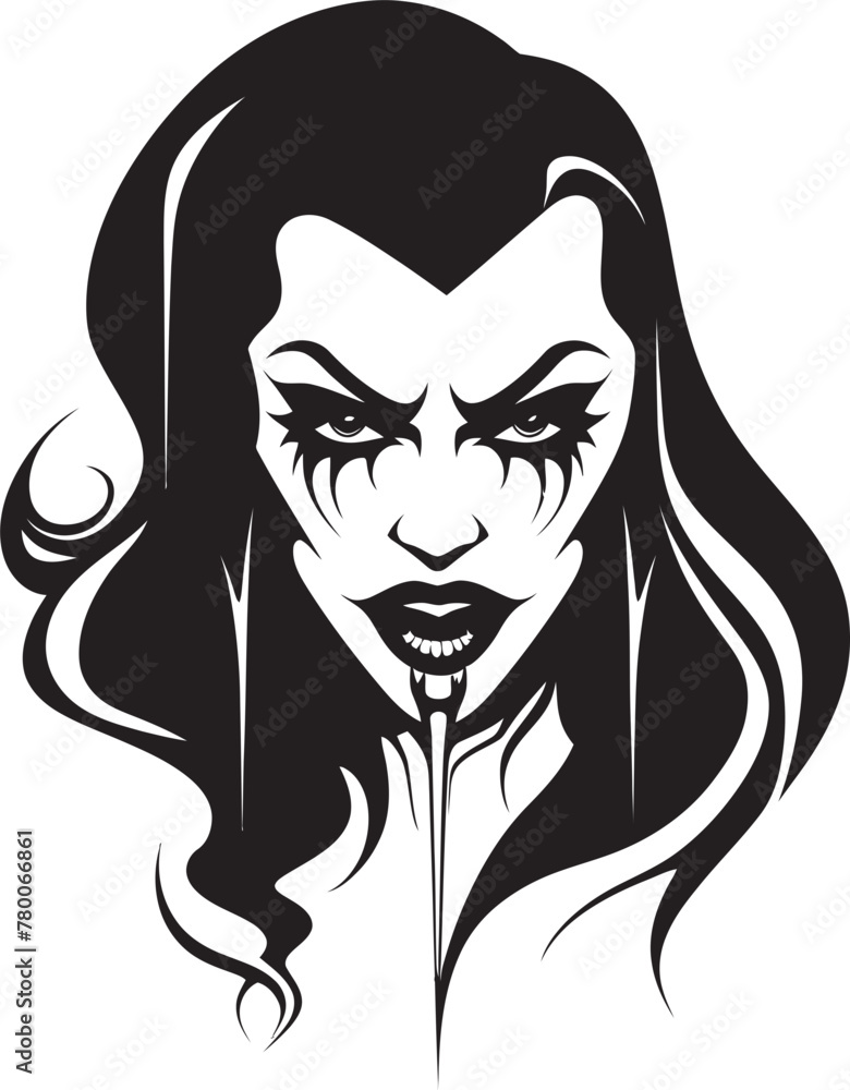 Veiled Vixen Vamp: Vector Logo of Femme Vampire's Visage Moonlit ...