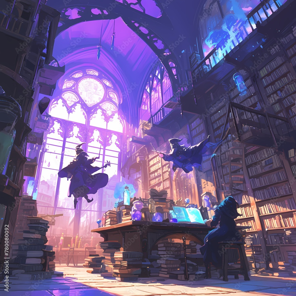 Discover the magic of wizards' libraries with this enchanting stock ...