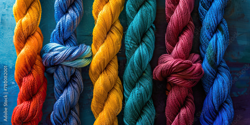 Team rope diverse strength connect partnership together teamwork unity ...