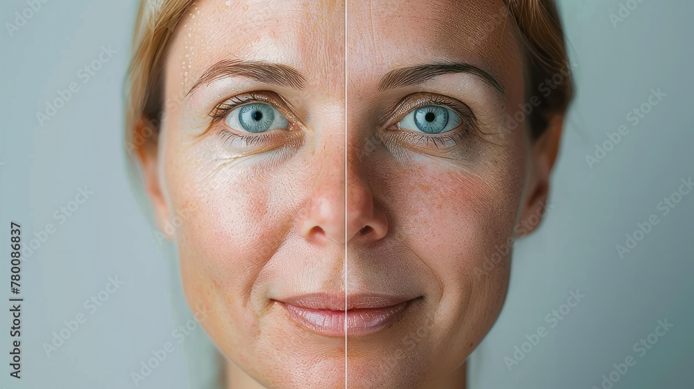 Comparing a woman's skin before and after treatment shows the impact of ...