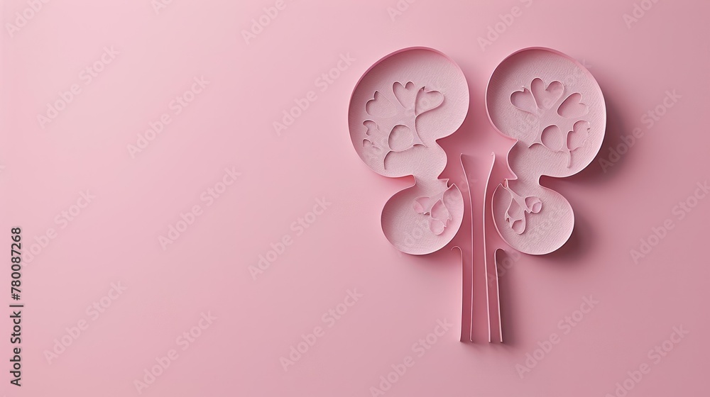Paper cutout in the shape of human kidneys, intricately designed to ...
