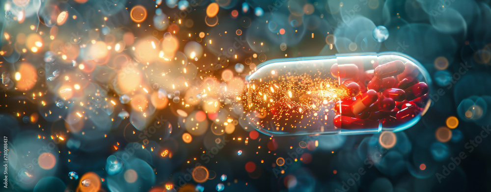 Dynamic Capsule Bursting with Medicinal Power. A capsule releases a ...