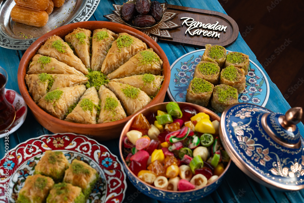 Traditional Turkish Sherbet Desserts (Baklava, Tulumba, Havuç Dilim)and ...