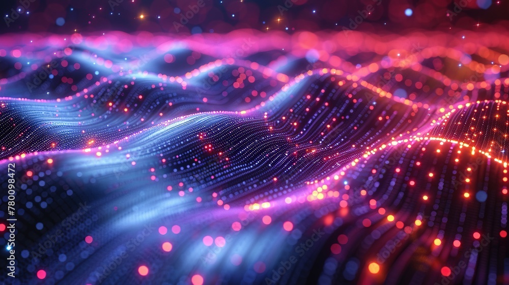 Cyber big data flow. Blockchain data fields. Network line connect ...