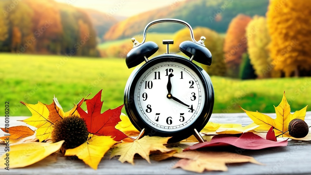 Spring forward. Time change in spring. Clock turn forward one hour in ...