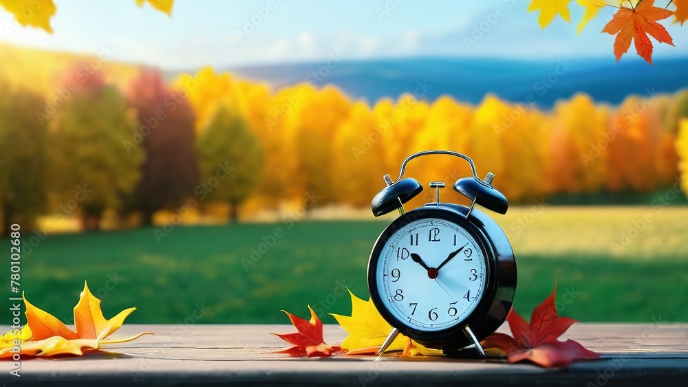 Spring forward. Time change in spring. Clock turn forward one hour in ...