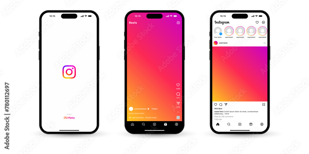 instagram mockup social media post. social network interface template ...