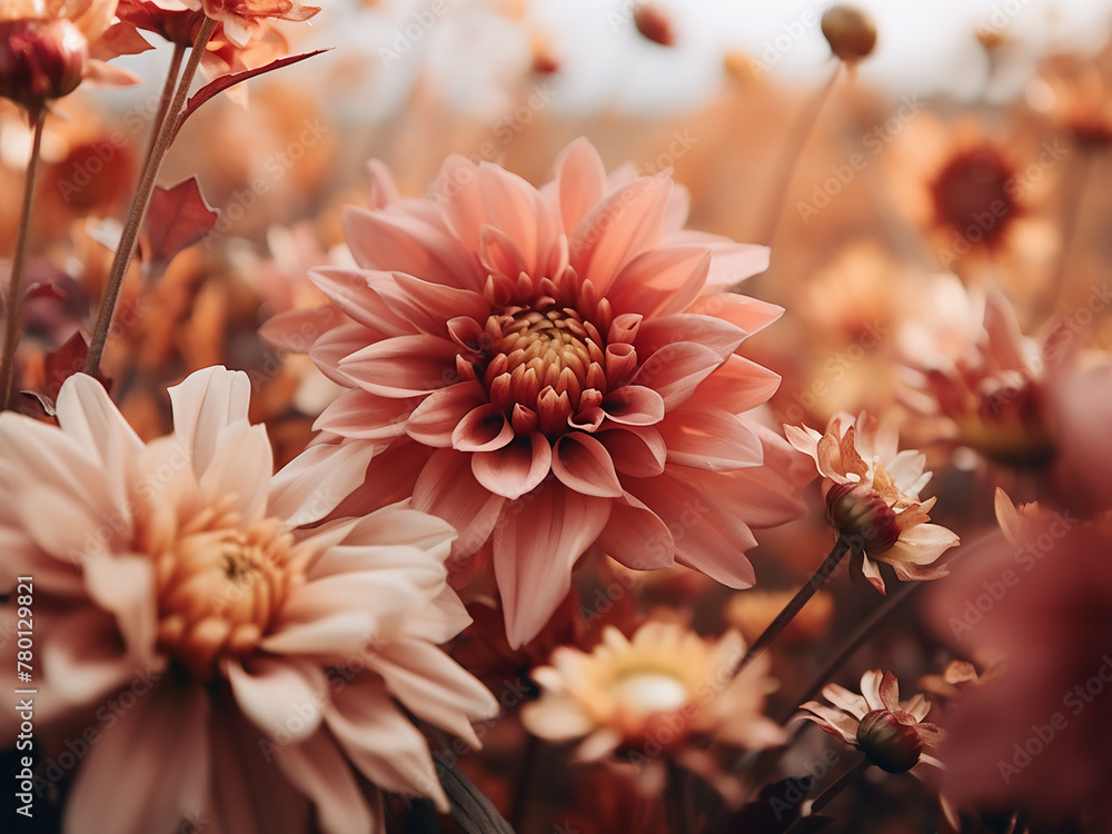 Vintage autumn landscape captures the beauty of fall flowers in all ...