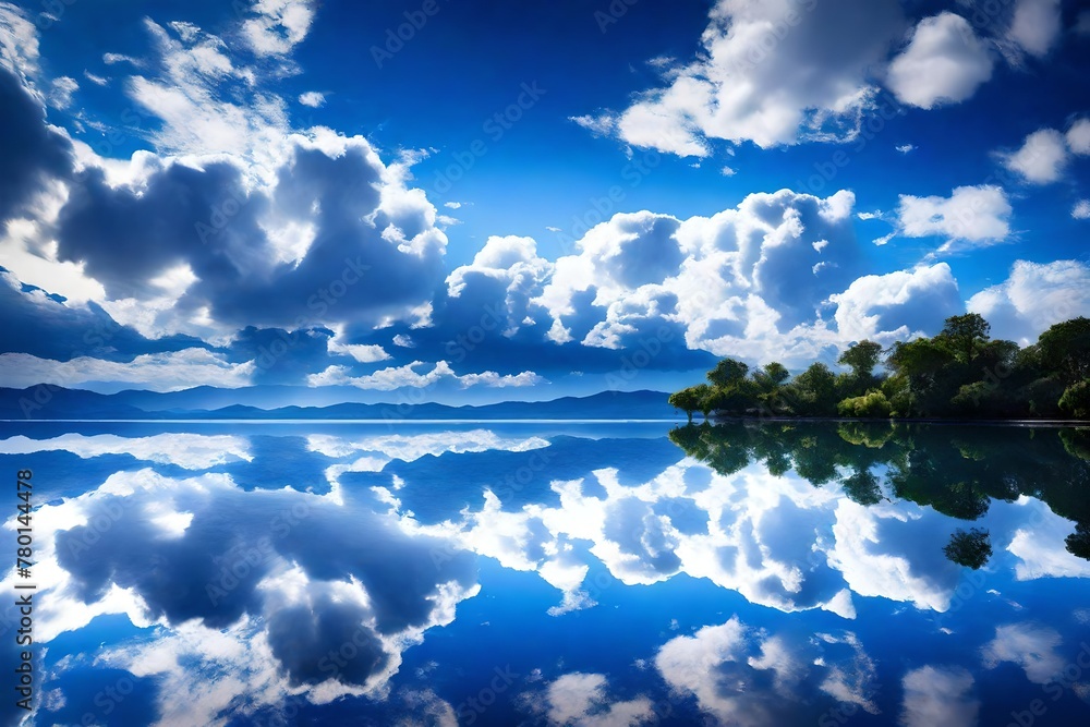 Behold the tranquil beauty of a panoramic view, where a mesmerizing ...