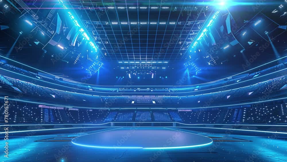 cybernetic arena ballroom within a futuristic sports arena with glowing ...