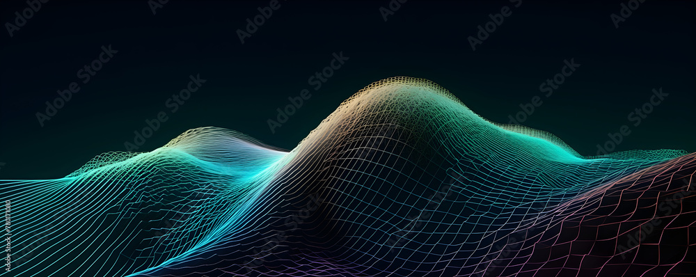 A wave composed of interwoven dots and lines, designed to serve as the ...