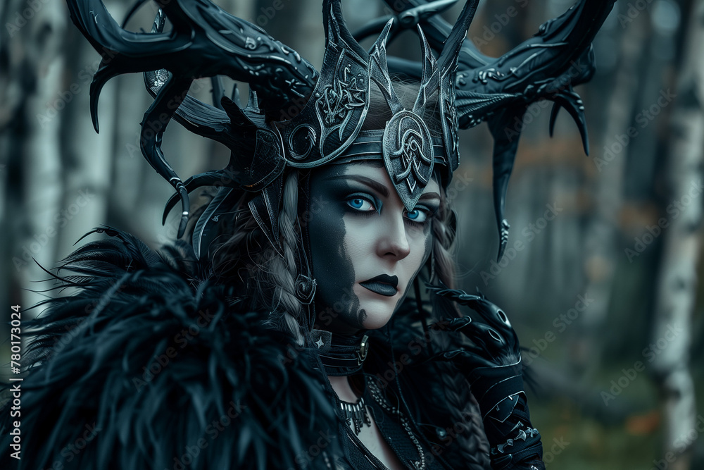 Foto de Hela, goddess of death, Viking woman forest witch with raven ...