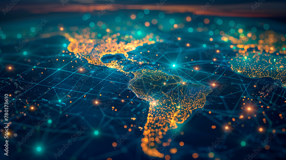 Digital Map North America Modern Technology Stock Illustration | Adobe ...