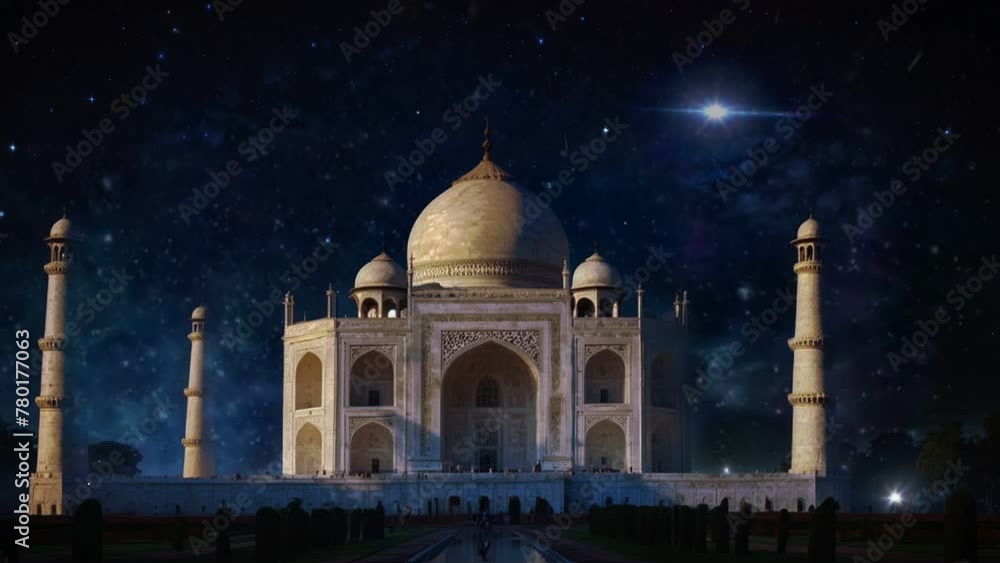 taj mahal agra country, seamless looping animation video background ...