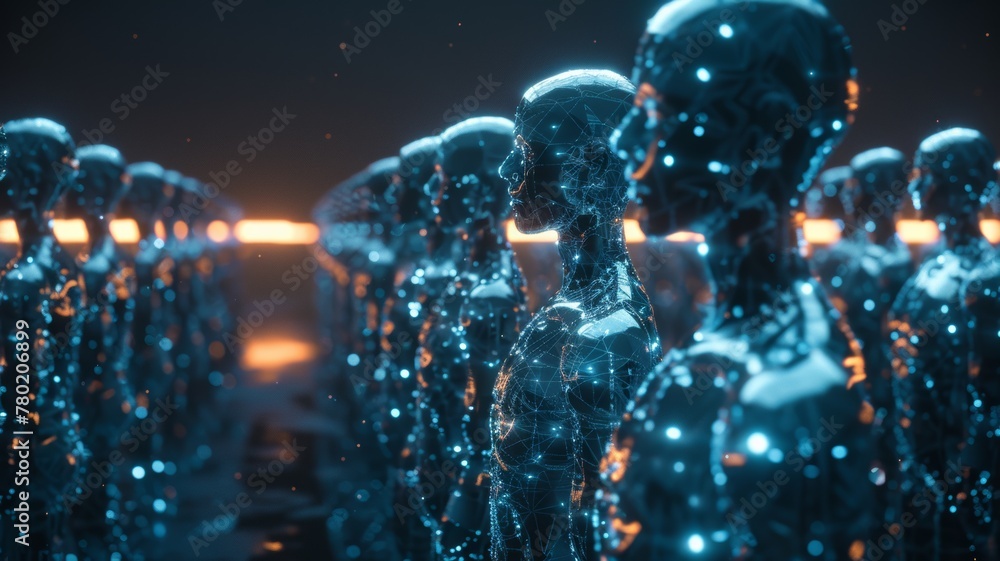 AI learning through collaboration with other AI entities, depicted as a ...