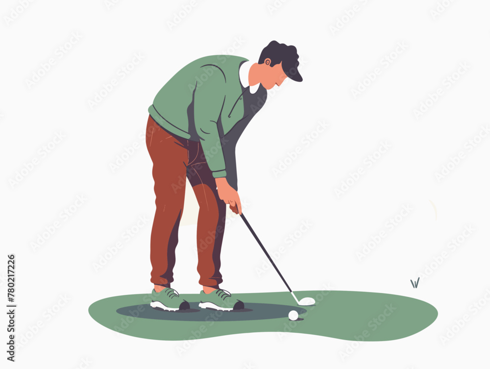 white background, Making a par putt in golf, in the style of animated ...