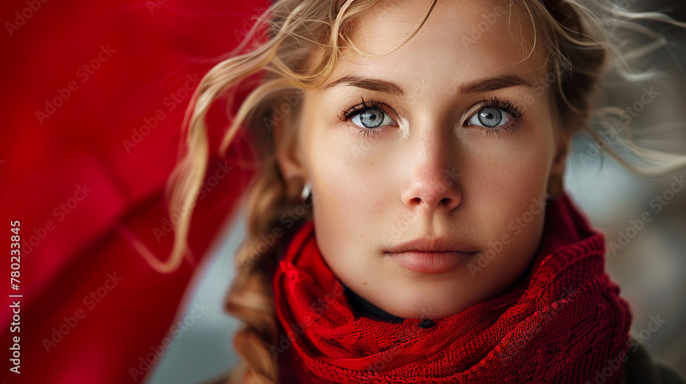 A portrait of a beautiful Danish woman highlighted by the vibrant ...