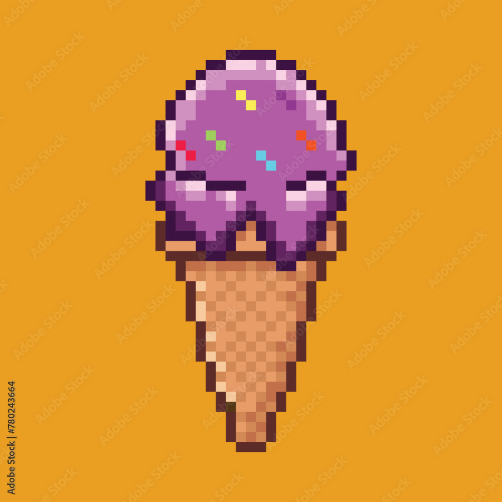 Ice cream cone pixel art design illustration Stock Vector | Adobe Stock