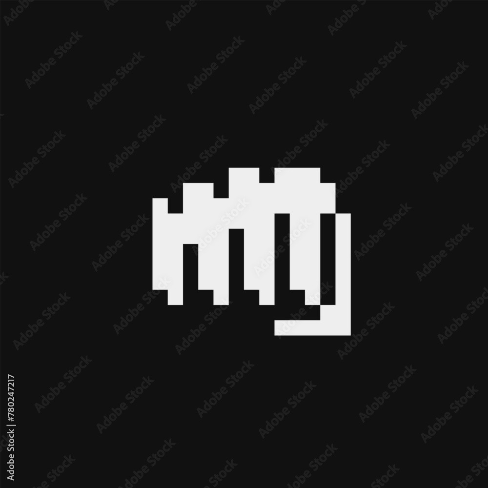 Oncoming fist. Pixel art icon. Flat style. Symbol of victory, strength ...