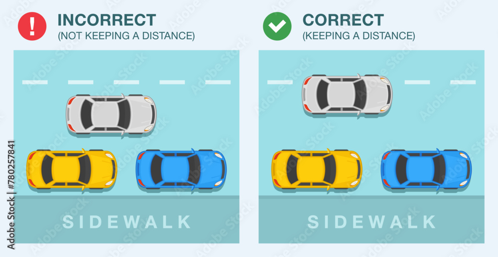 Safe driving tips and traffic regulation rules. Correct and incorrect ...