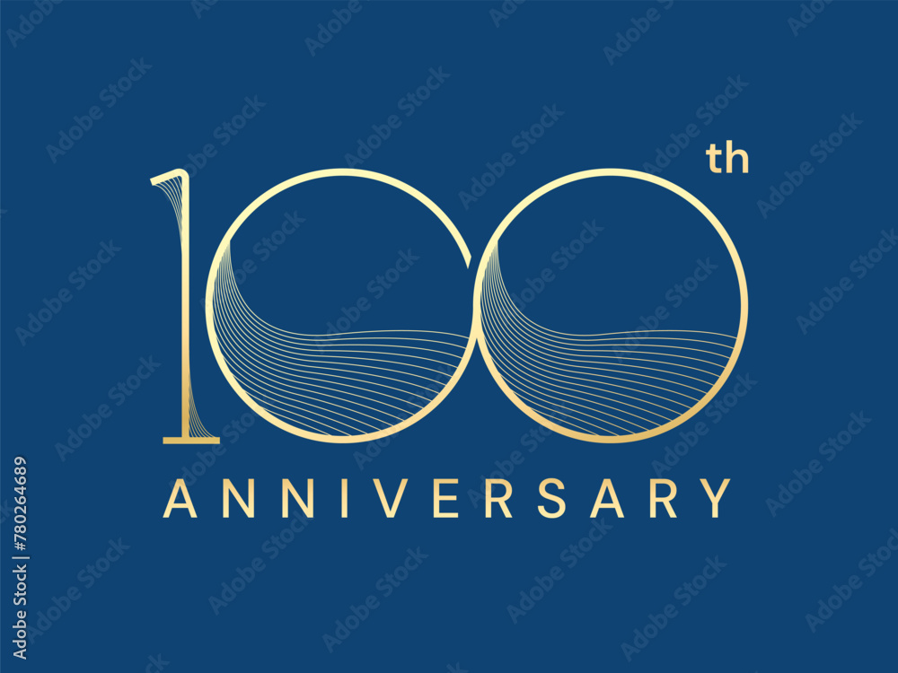 100th Anniversary luxury gold celebration with curved lines in Shapes ...